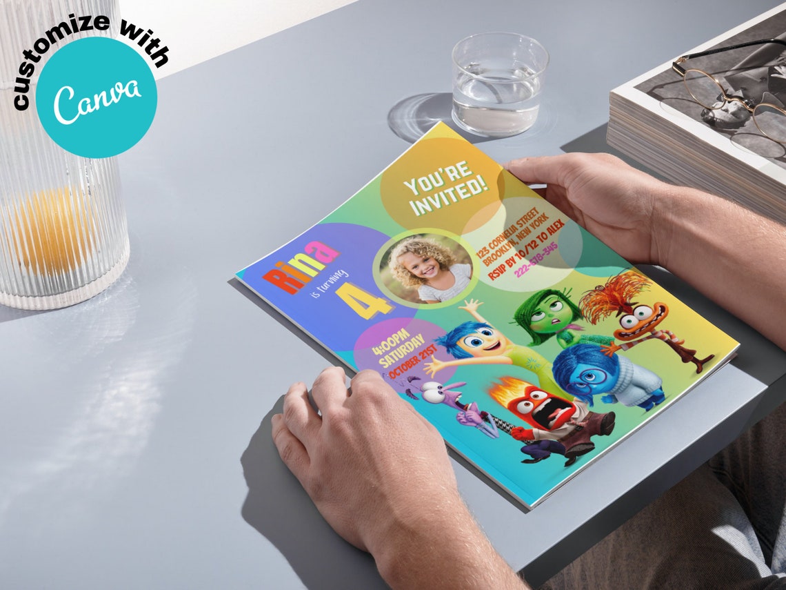 Inside Out Birthday Invitation, Inside Out Movie Invitation, Insideout ...