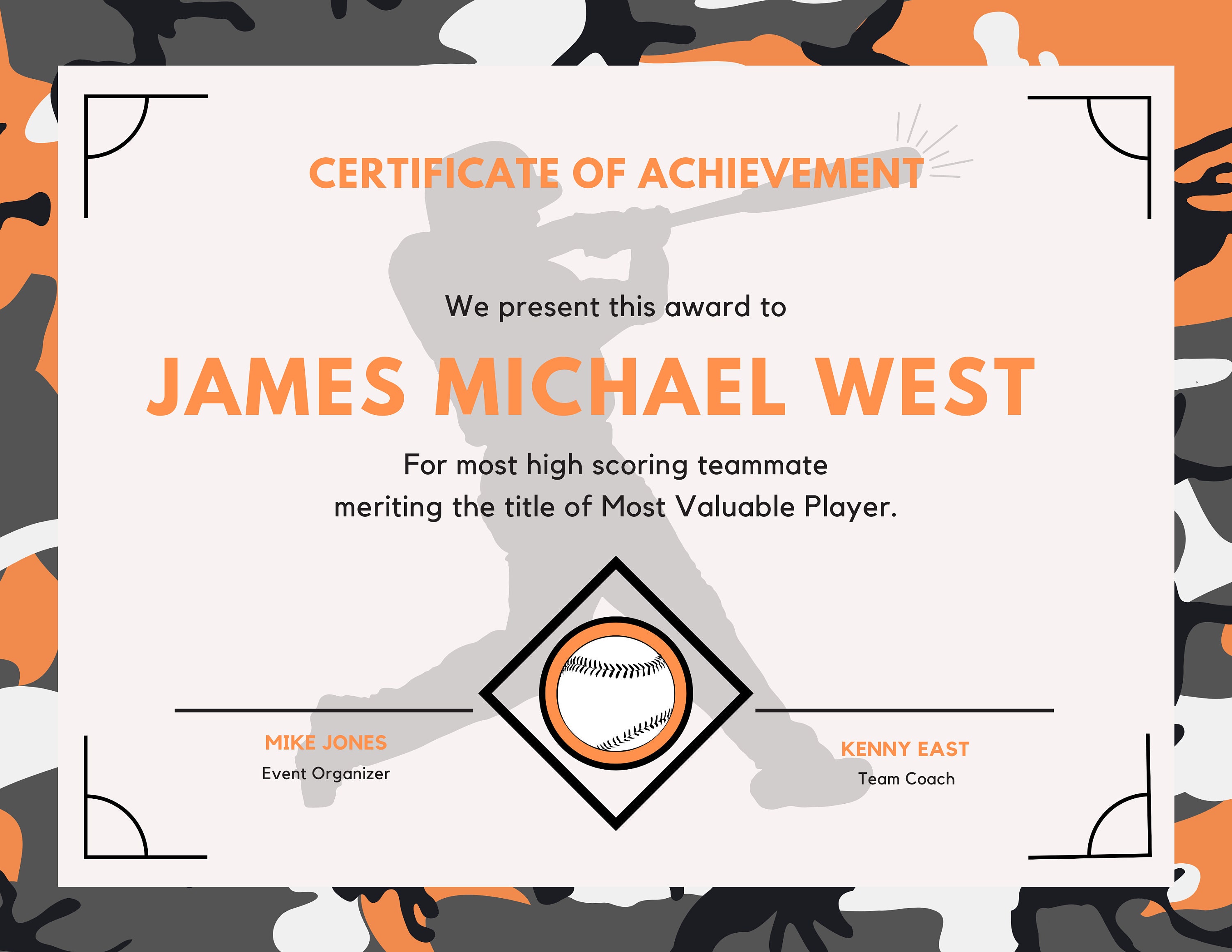Editable Baseball Certificate Canva Digital Template - Etsy