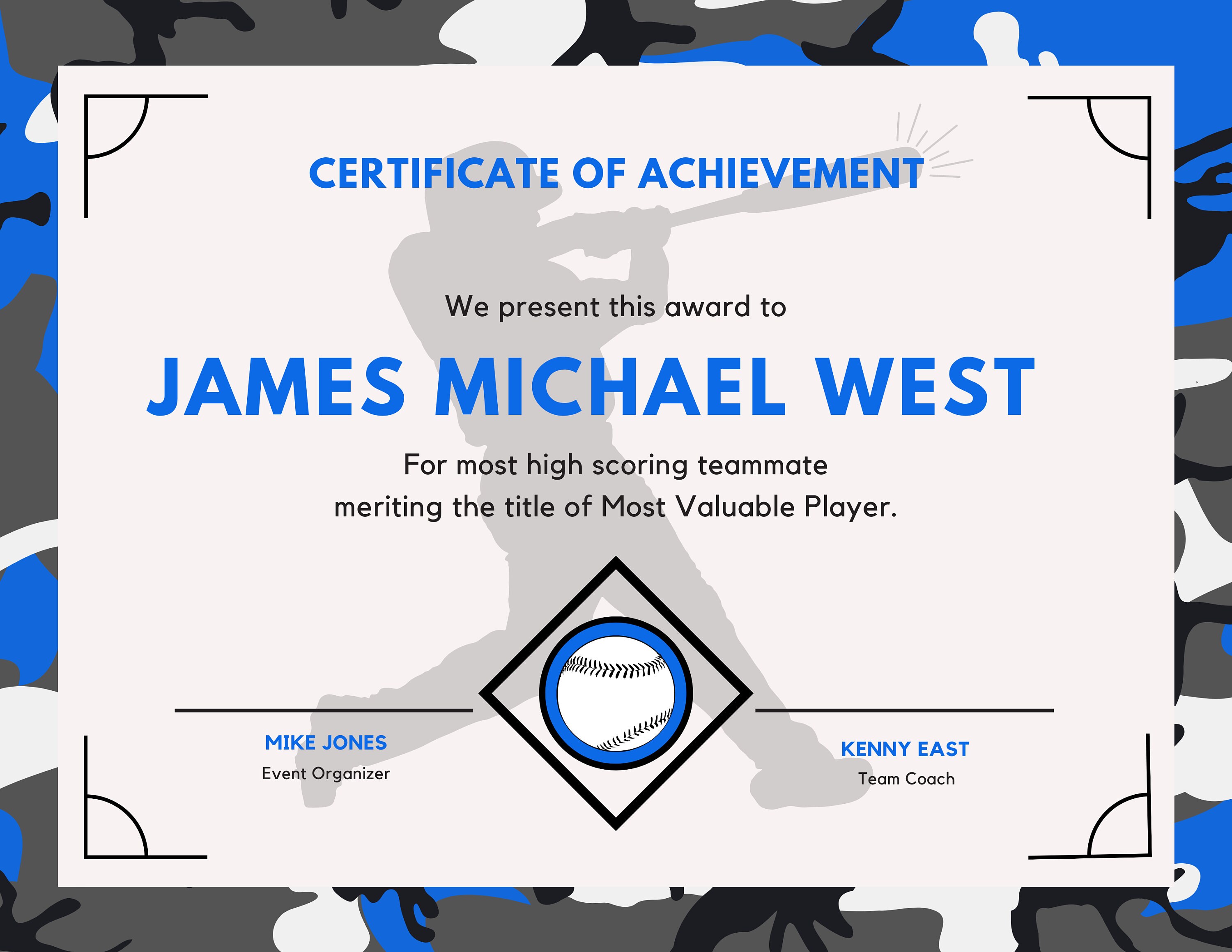 Editable Baseball Certificate Canva Digital Template - Etsy