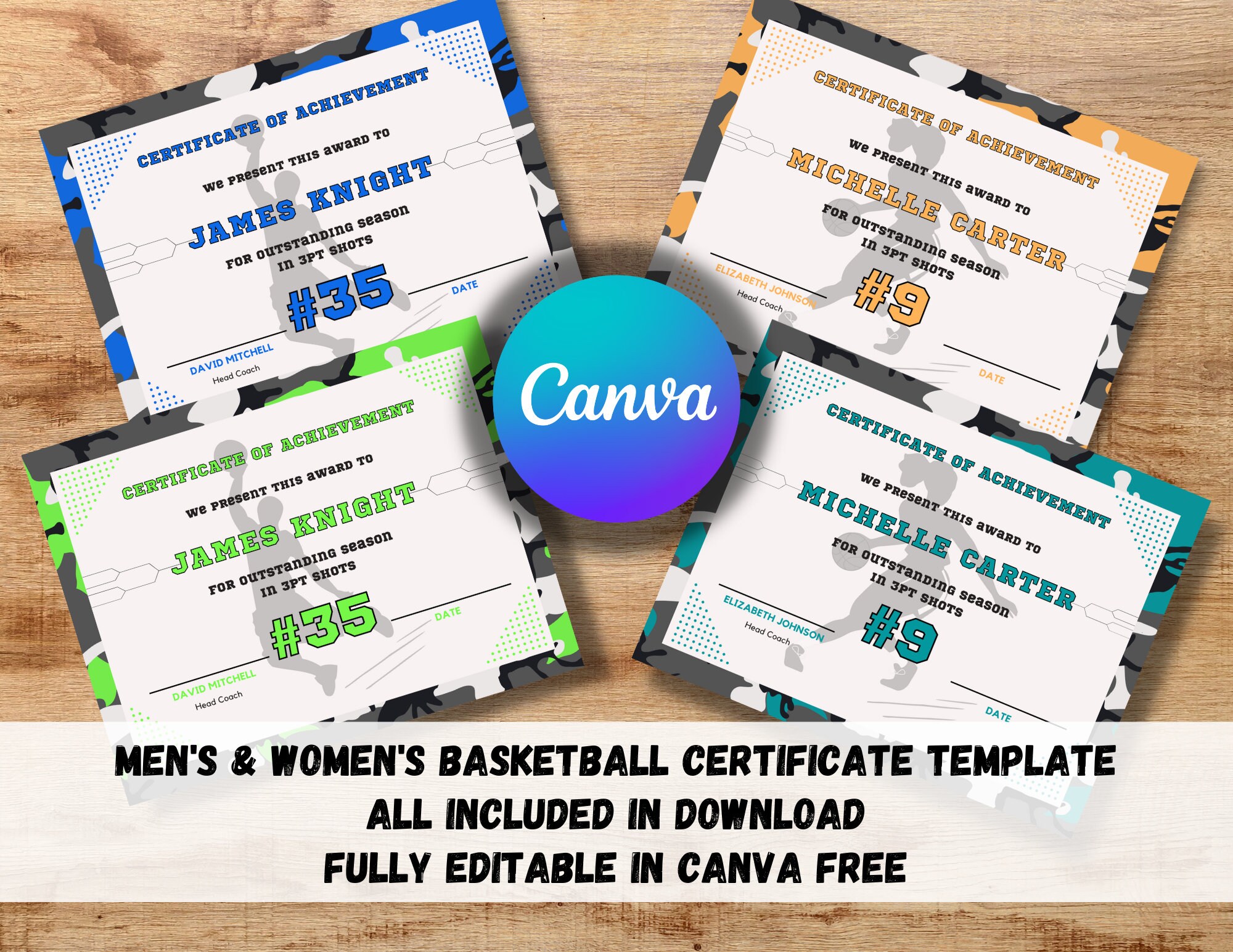 Editable Basketball Certificate Template Men's and Women's Canva - Etsy