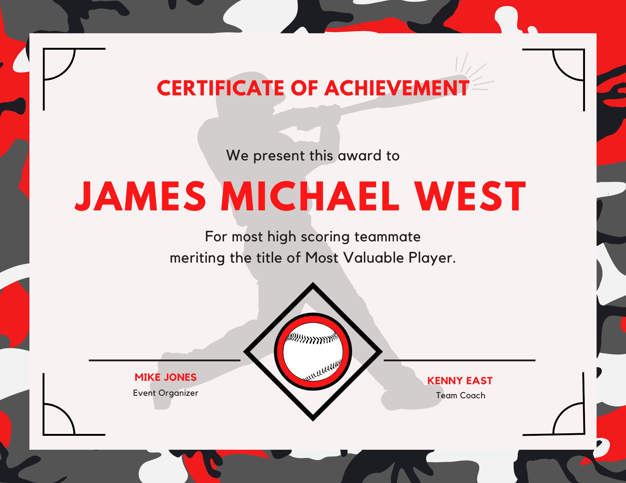 Editable Baseball Certificate Canva Digital Template - Etsy