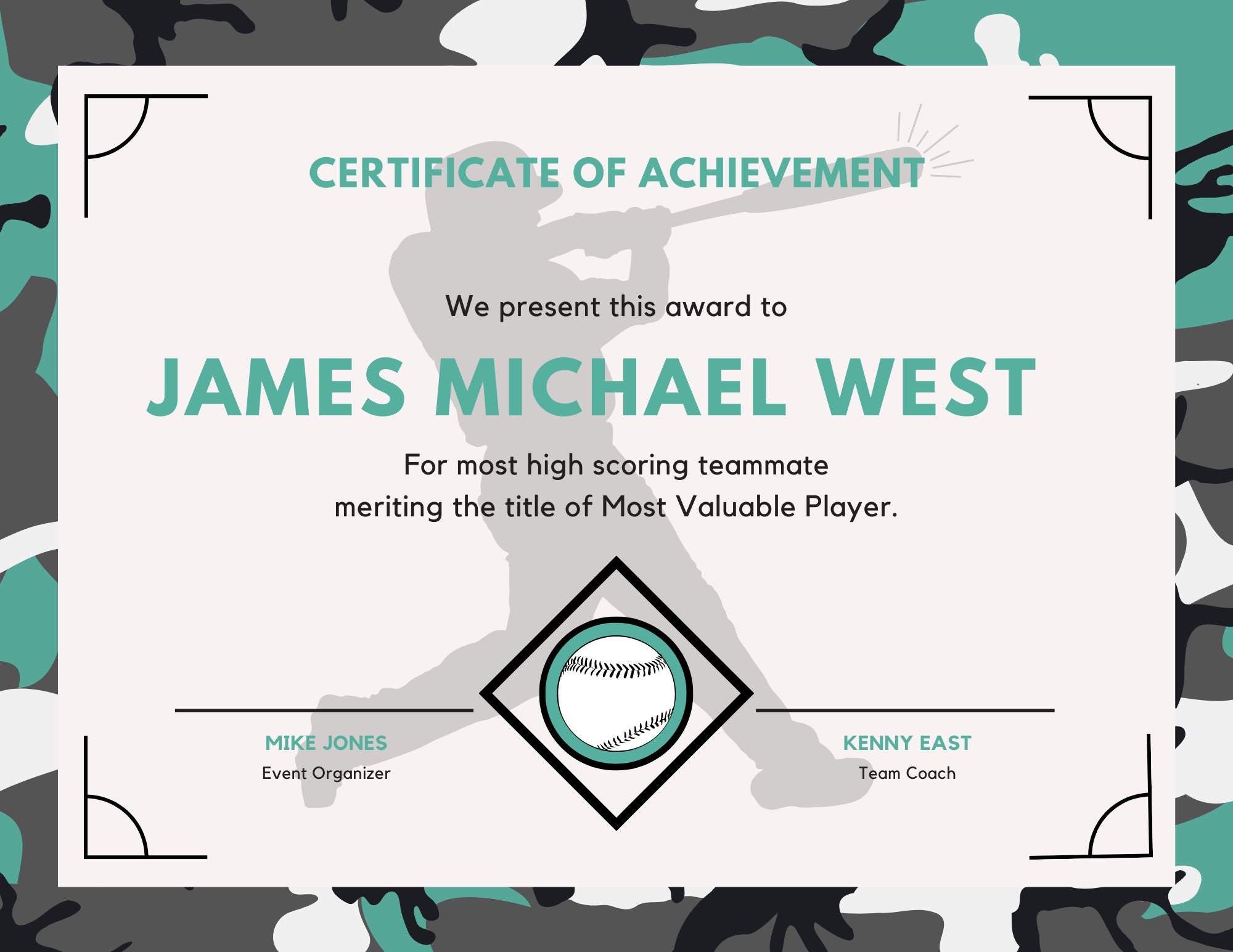 Editable Baseball Certificate Canva Digital Template - Etsy