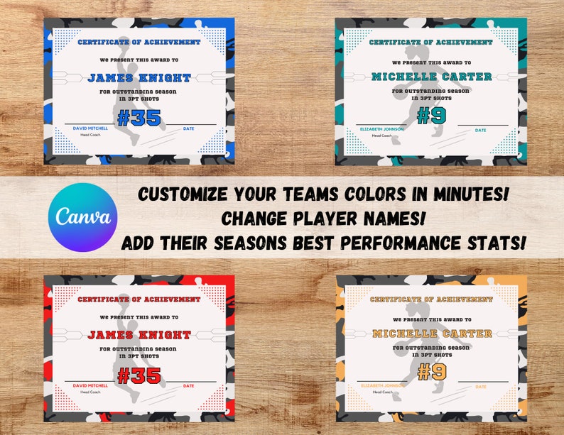 Editable Basketball Certificate Template Men's and Women's Canva - Etsy