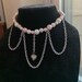 Pink and White Pearl Necklace Coquette Locket Silver Chain Necklace ...