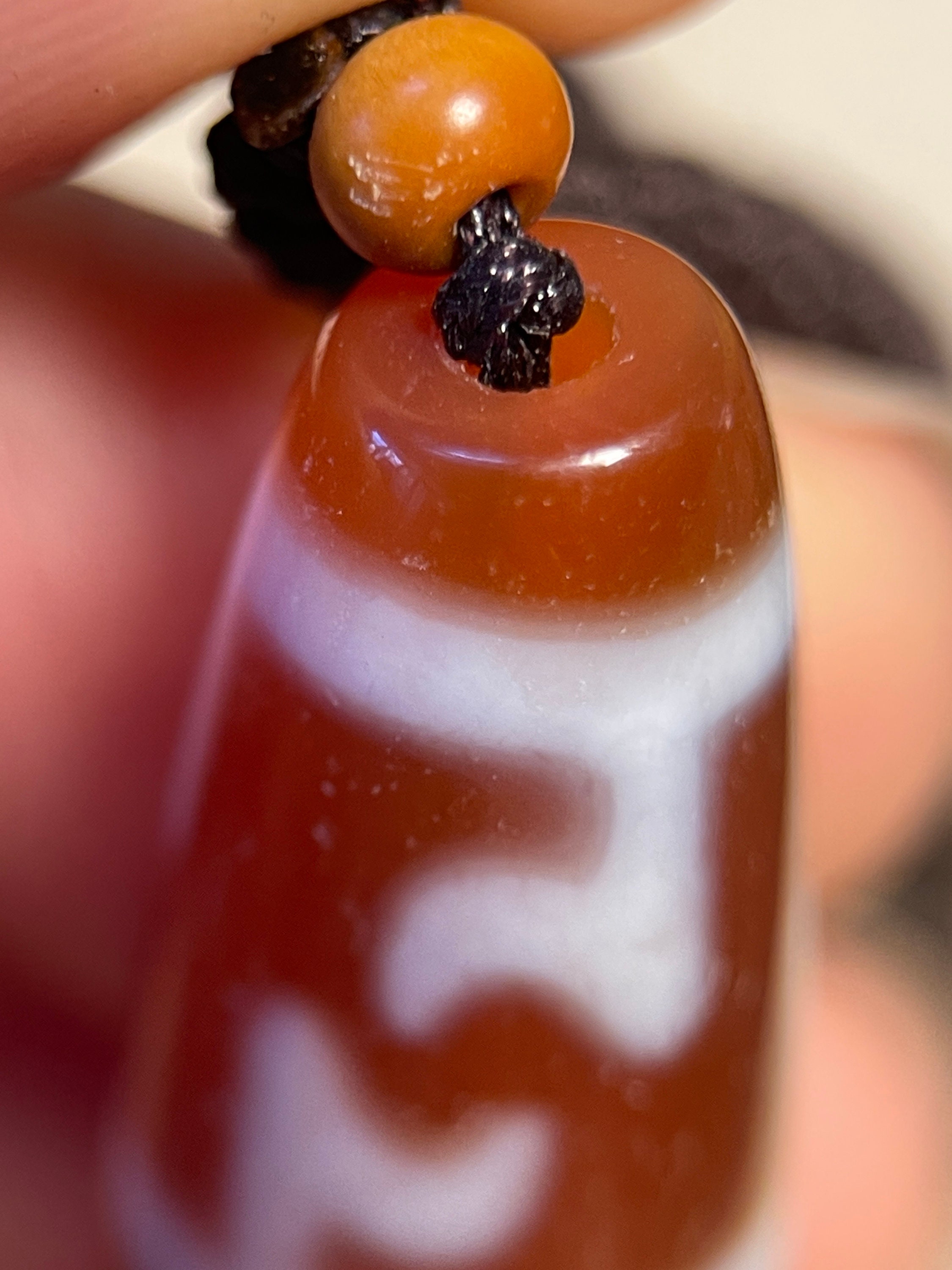 Dzi Bead Amulet Pendant 3 Eyes Red Meat Tibetan Dzi Size 5012mm - Etsy