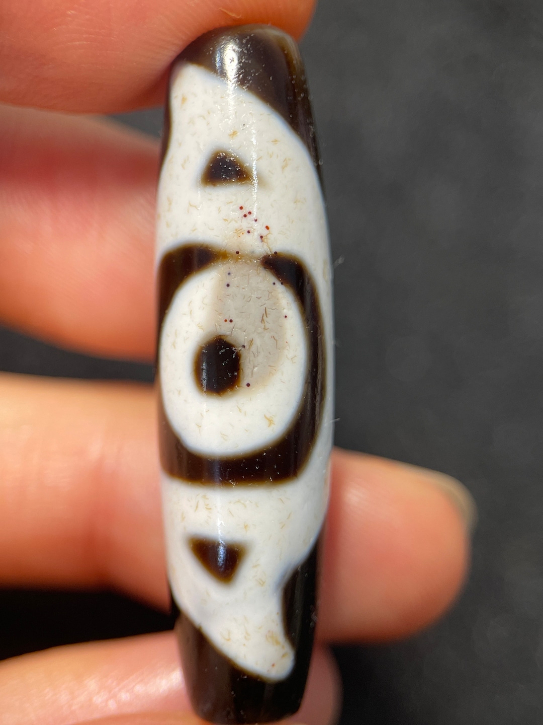 Dzi Bead Amulet Pendant Black and Red Cinnabar Buddha Eye Size 40*11mm ...