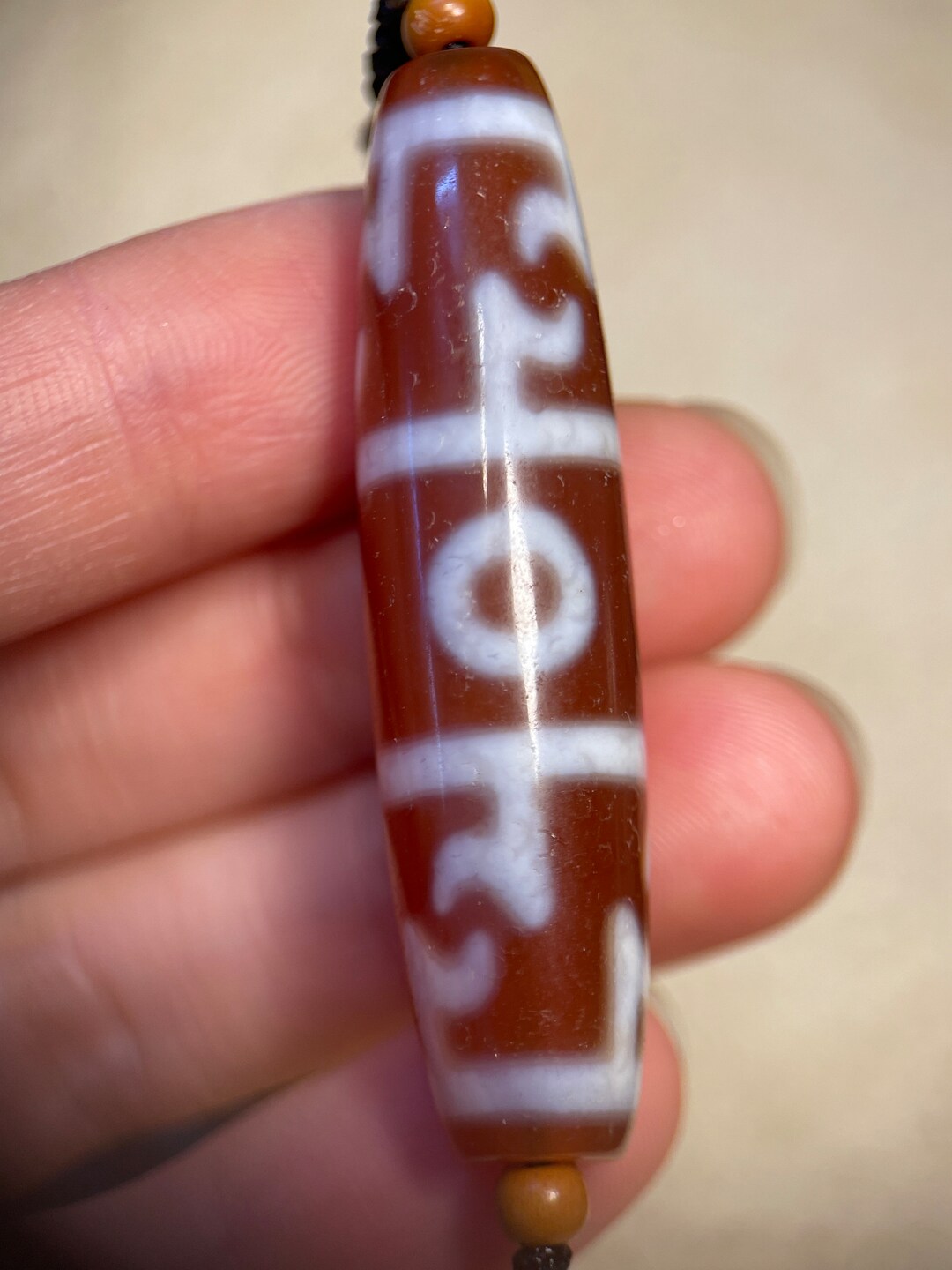 Dzi Bead Amulet Pendant 3 Eyes Red Meat Tibetan Dzi Size 5012mm - Etsy
