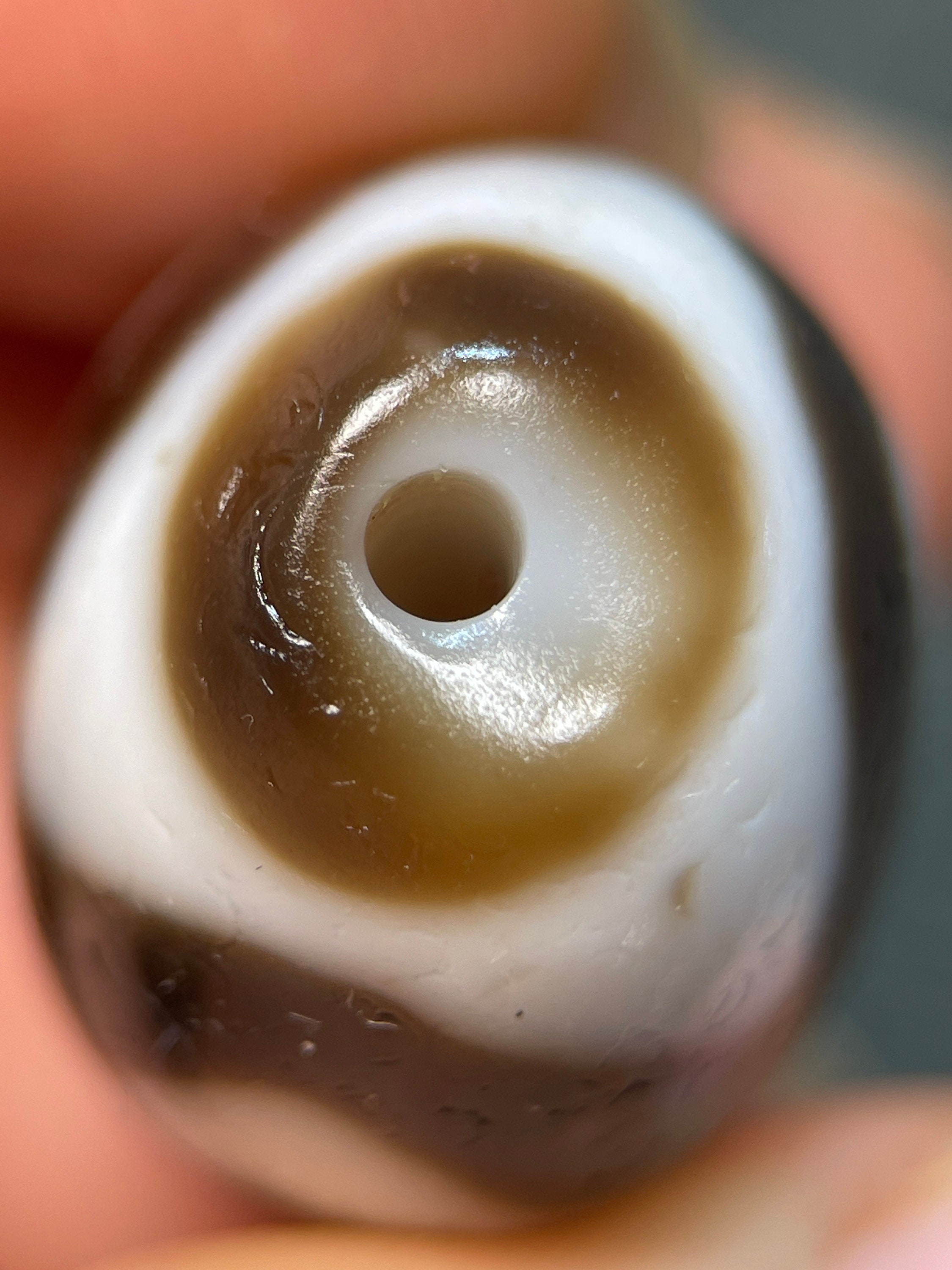 Dzi Bead Amulet Pendant Double Tiger Tooth Pattern Lucky Beads Tibetan ...