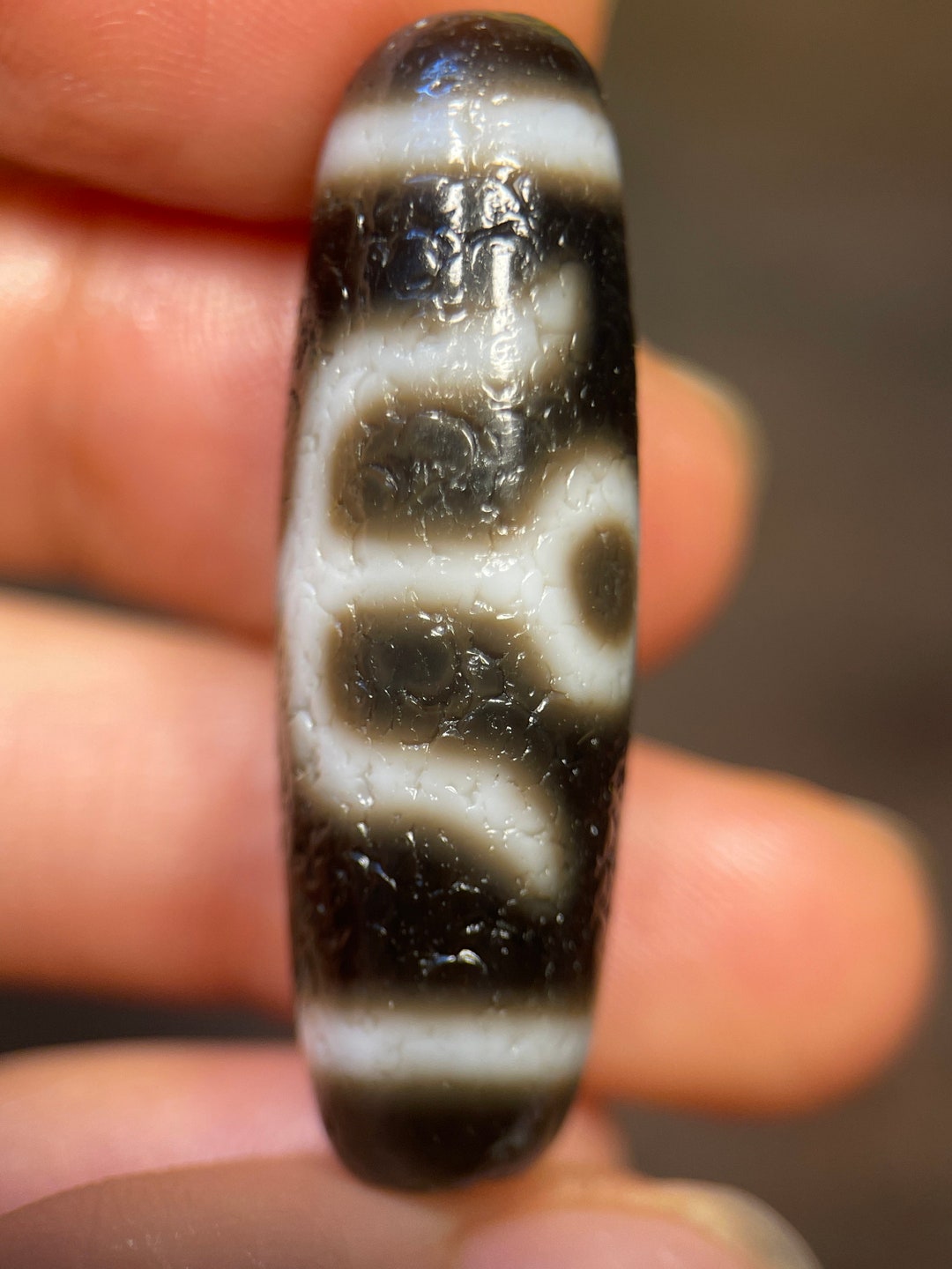 Dzi Bead Noble Pattern Amulet Pendant Old Material Size 36*12mm Tibetan ...