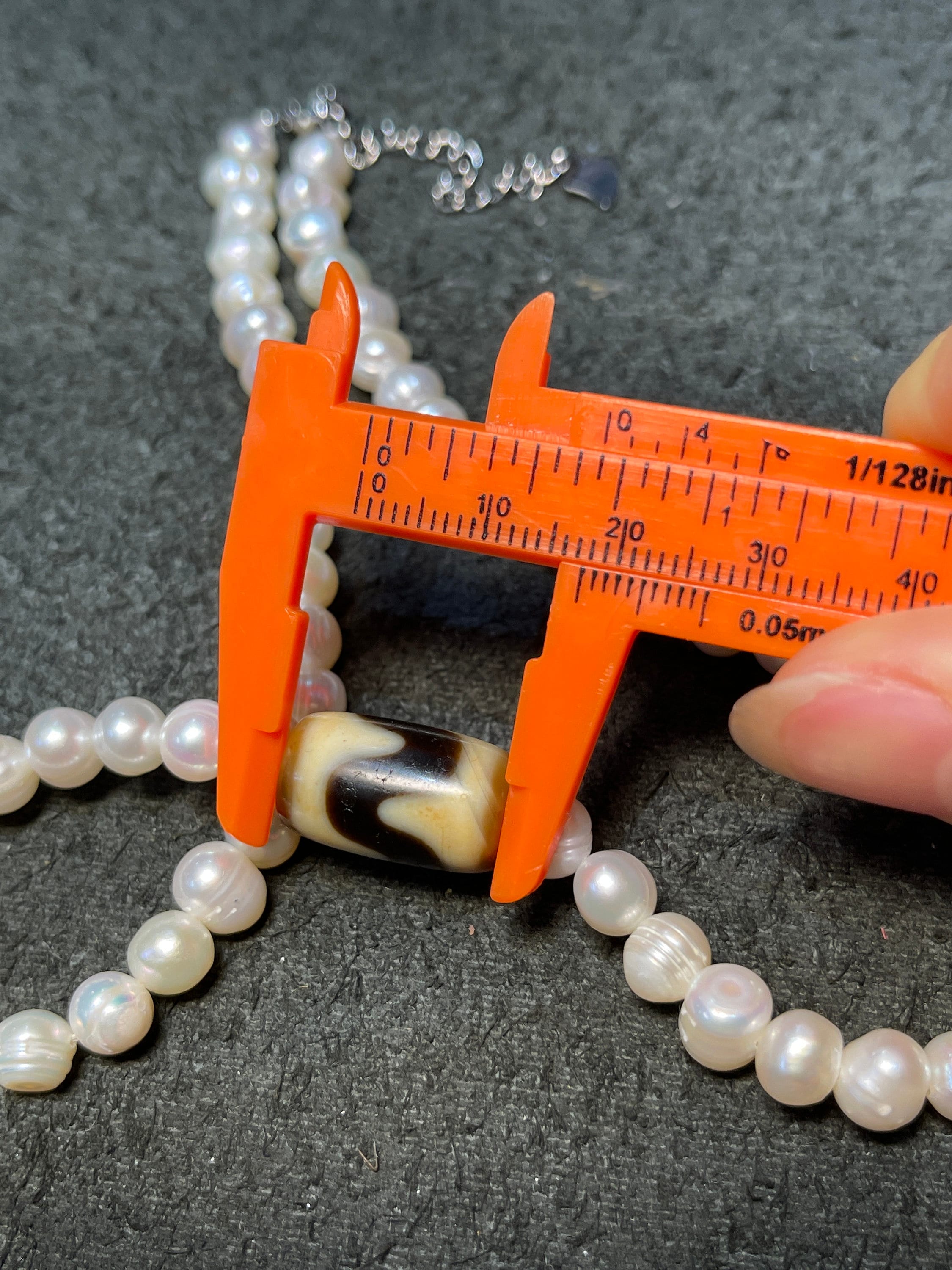 Dzi Bead Adjustable Tiger Tooth Pattern Necklace Mix With - Etsy