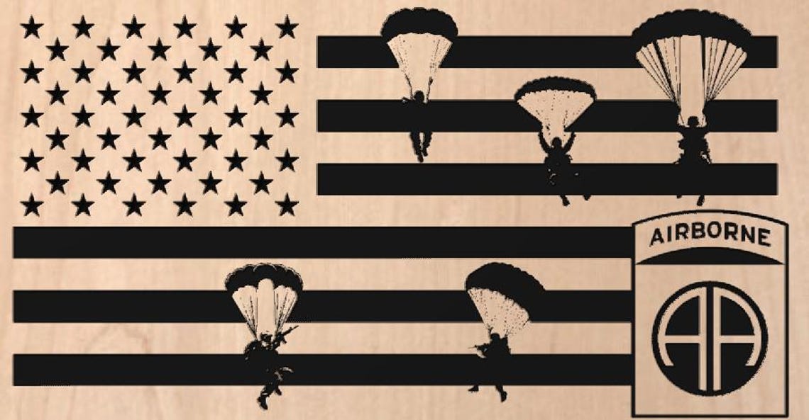 Airborne With Paratroopers American Flag SVG - Etsy