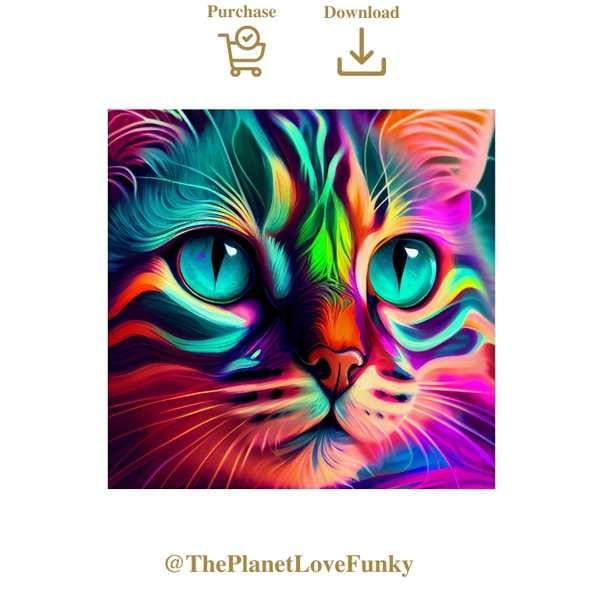 Funky Cat Art - Etsy