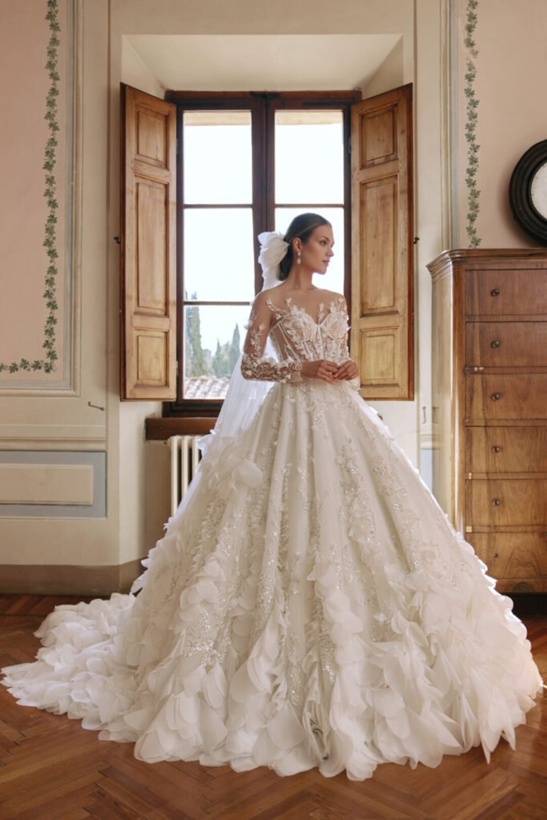 Luxury Princess Wedding Dress Embroidery With Flower Applique - Etsy