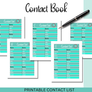 Printable Contact List, Address Book Printable, Contacts Templates ...