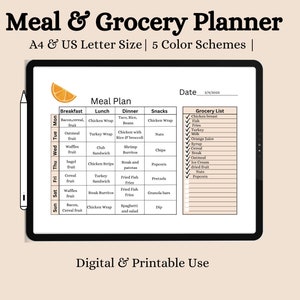 Meal Planner and Grocery List, Weekly Menu Planner, Meal Prep ...