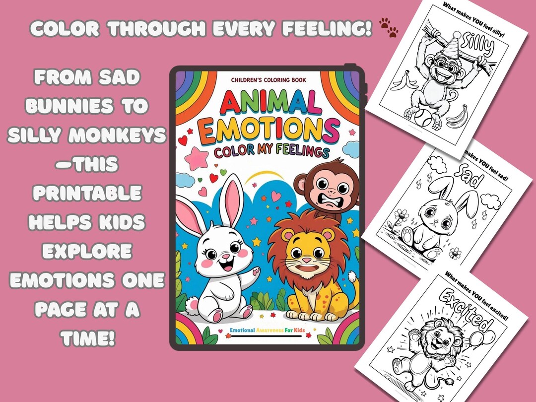 Animal Emotions Coloring Book for Kids: Feelings Activity Pages ...