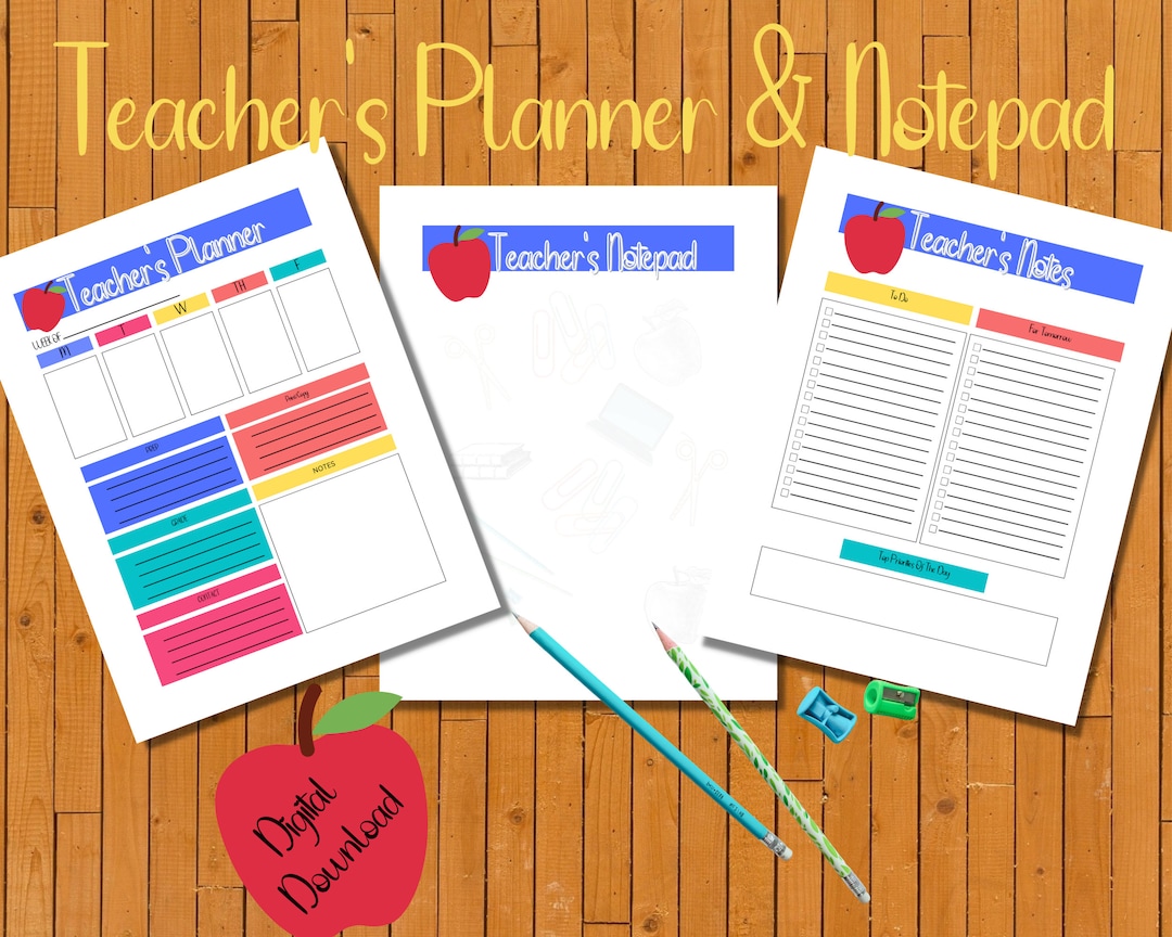 Teacher Planner Printable: Daily Lesson Plan Notepad (digital Download ...