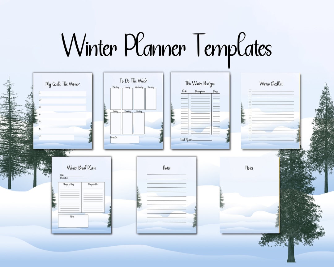 Winter Planner Printable Template Winter to Do List Winter - Etsy
