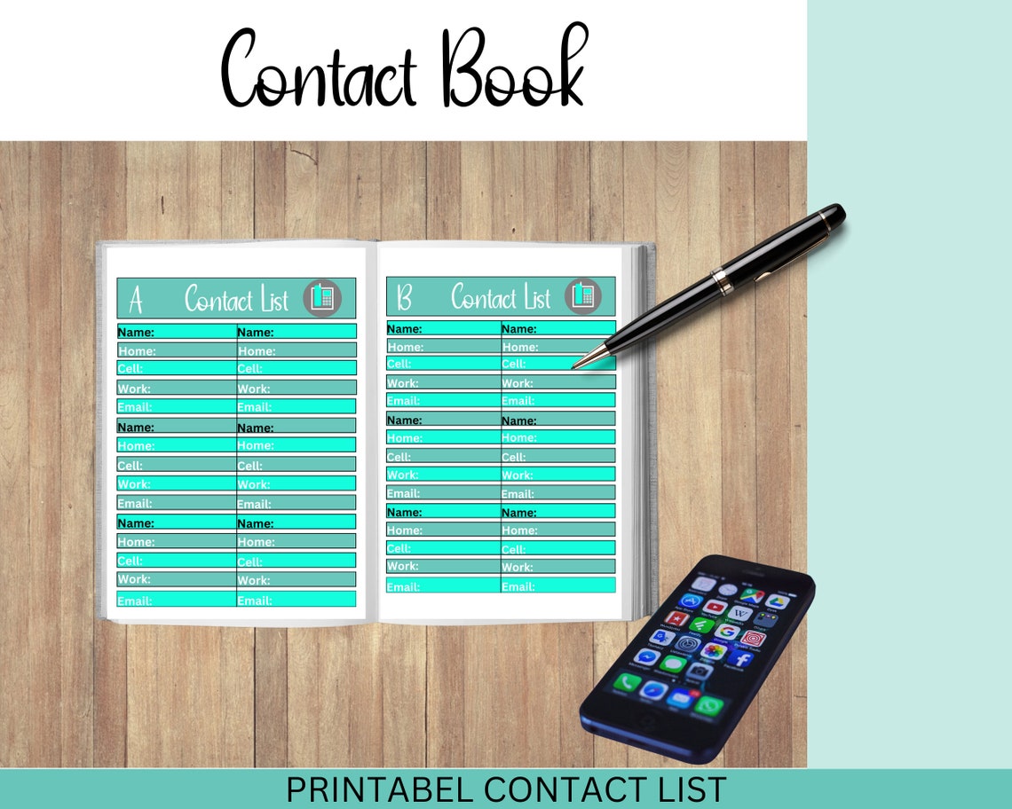 Printable Contact List, Address Book Printable, Contacts Templates ...