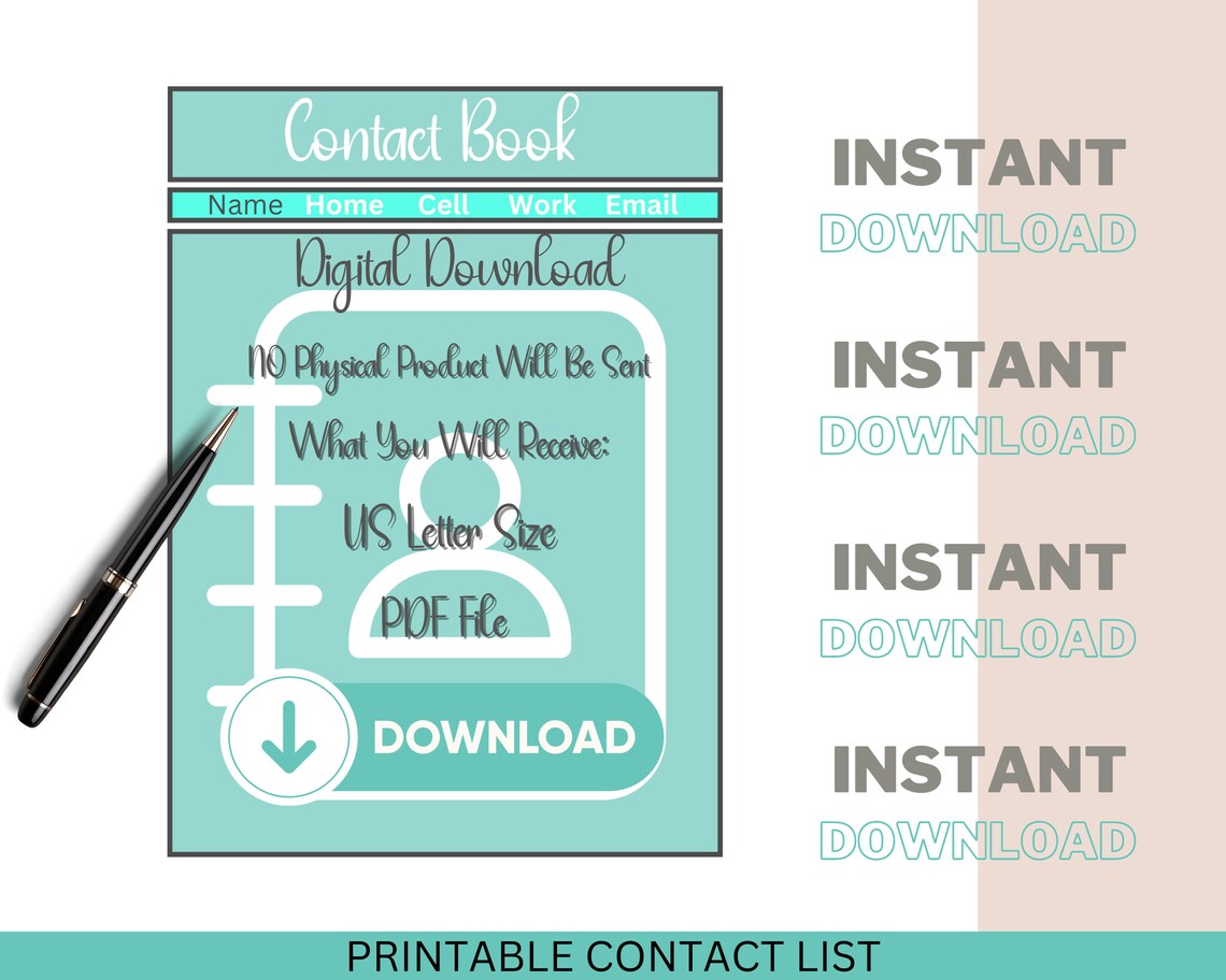 Printable Contact List, Address Book Printable, Contacts Templates ...