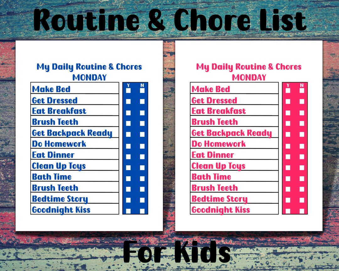 Chore Chart for Kids, Printable Kids Chore List, Chore Checklist ...
