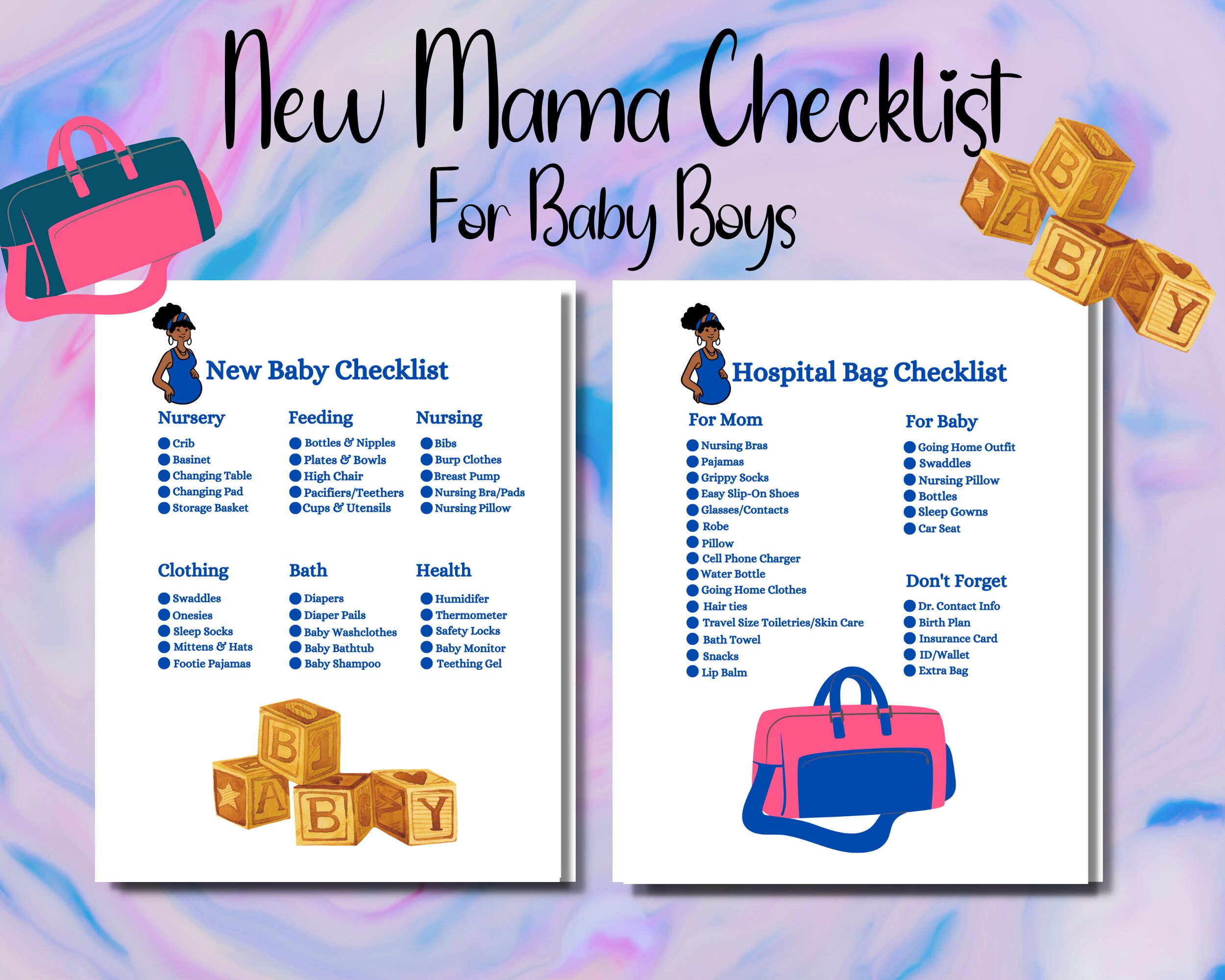New Baby Checklist Printable Hospital Bag Checklist Printable New Baby ...