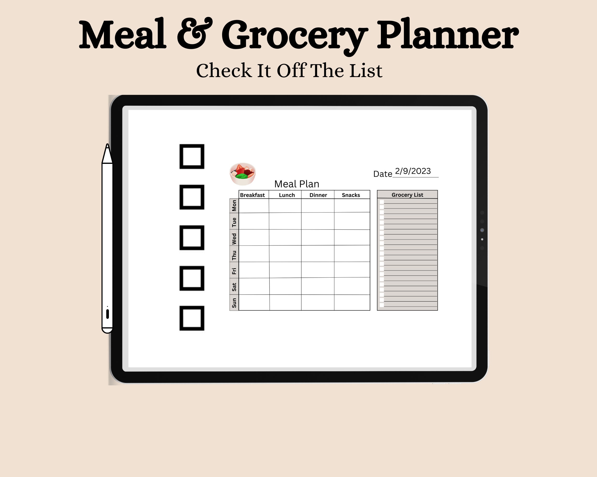Meal Planner and Grocery List, Weekly Menu Planner, Meal Prep ...
