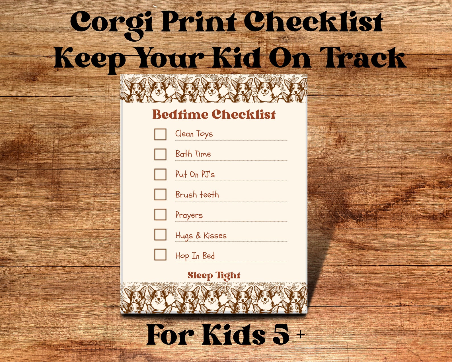 Printable Corgi Puppy Daily Routine Chart Kid Day Planner Chore ...