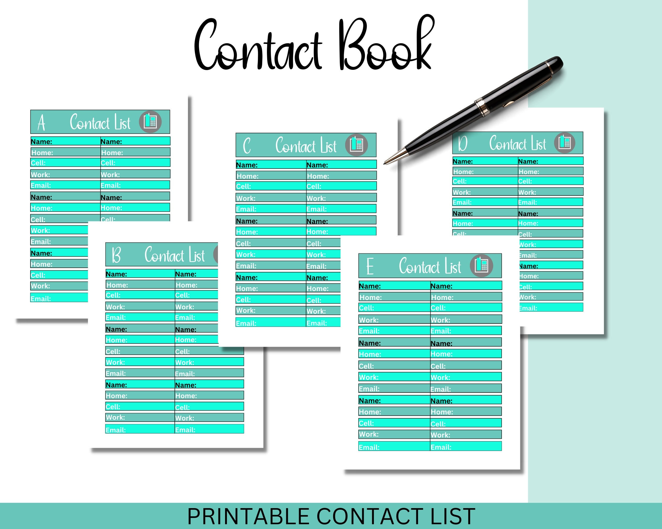 Printable Contact List, Address Book Printable, Contacts Templates ...