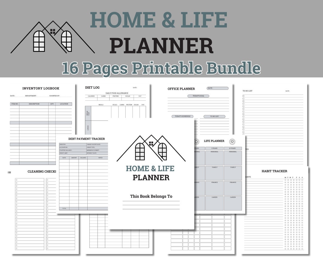 Home & Life Planner | 15 Printable Template Pages for Daily, Weekly ...