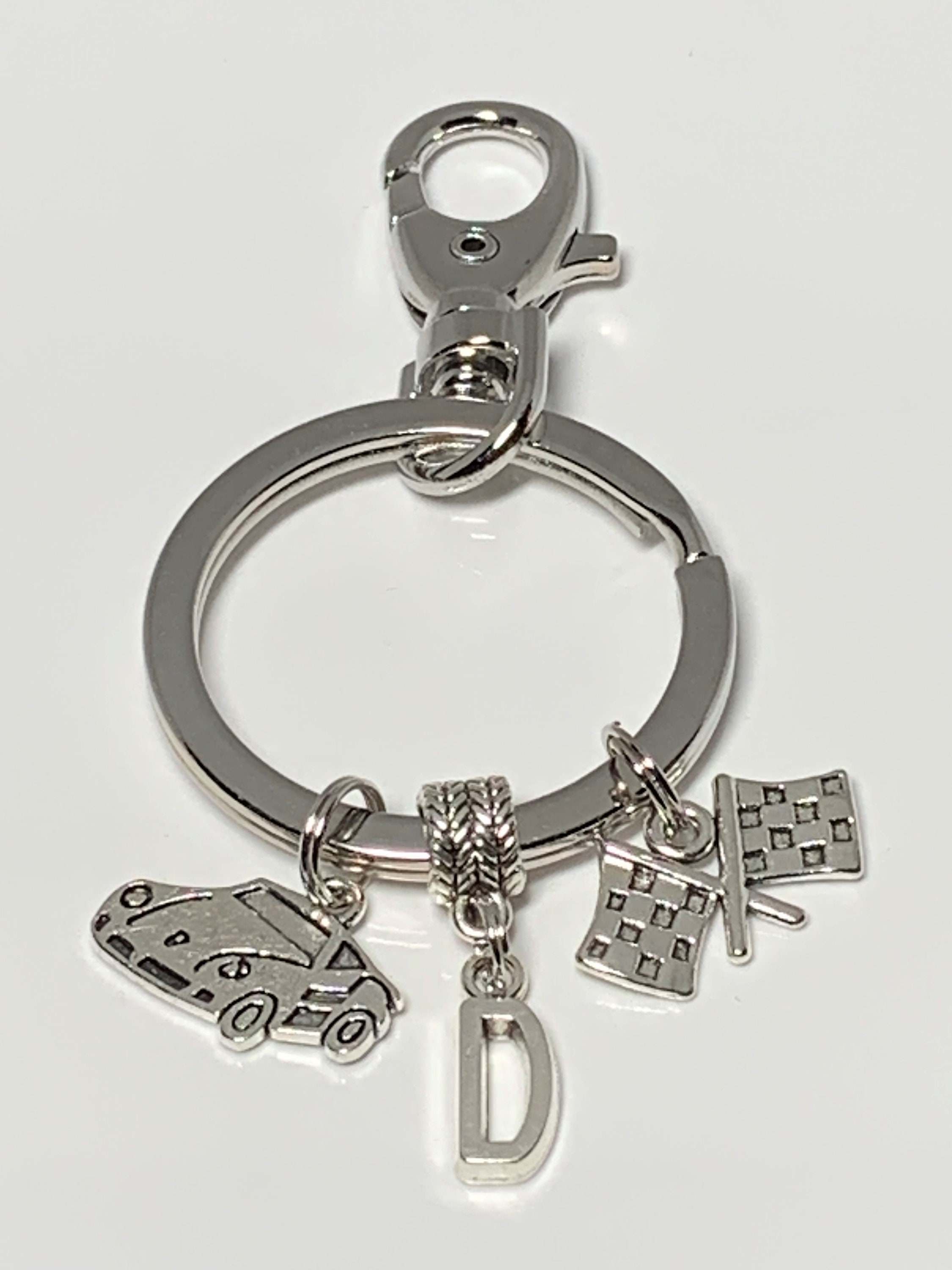 Motorcross Auto Gift | Personalized Initial Keychain | Auto Racing ...