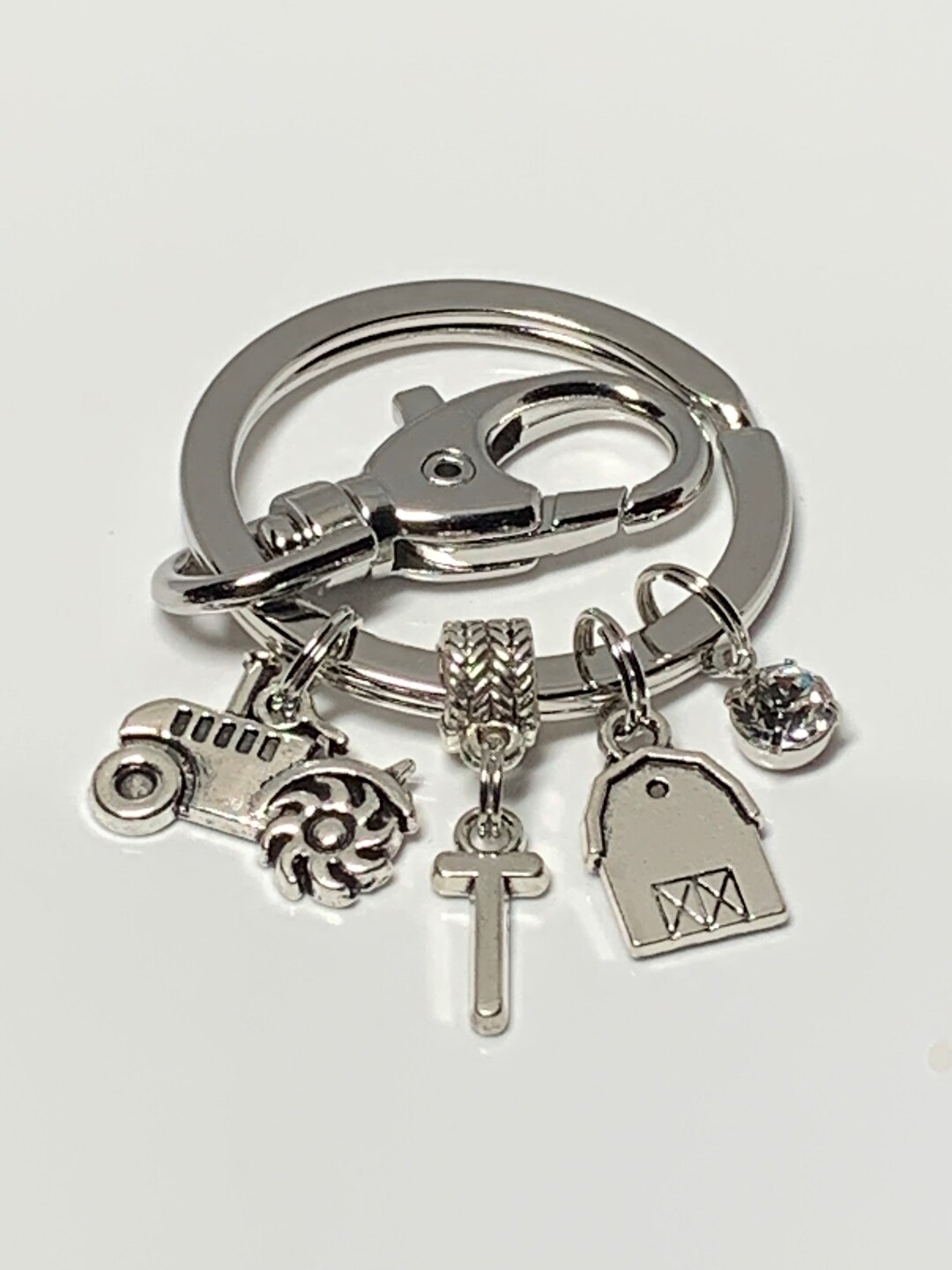 Farmer Gift | Personalized Keychain | Initial Keychain | Tractor | Barn ...