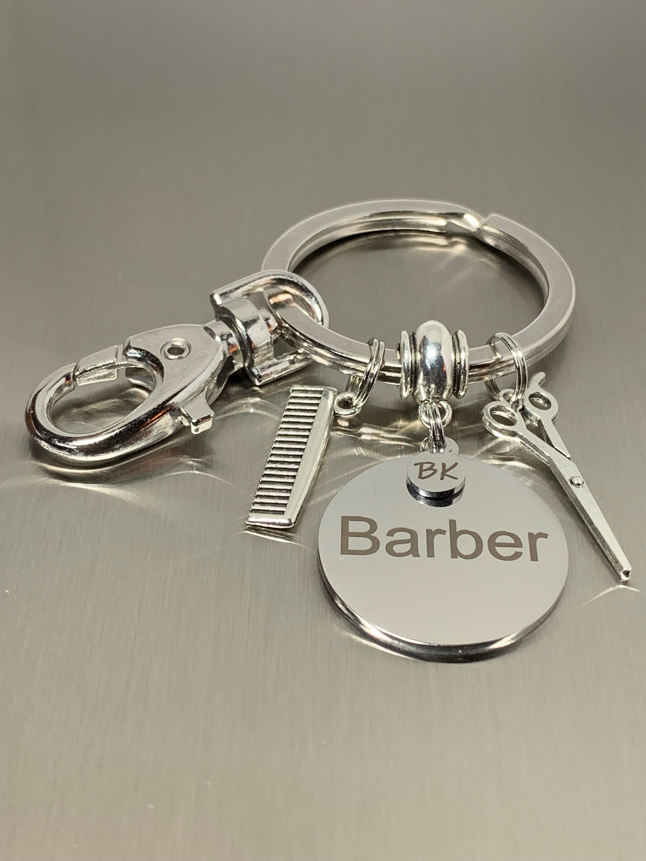 Barber Custom Keychain | Barber Gift | Engraved Keychain | Coworker ...