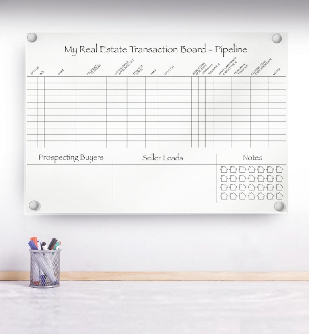 Custom Acrylic Real Estate Transaction Board: Pipeline Tracker - Etsy