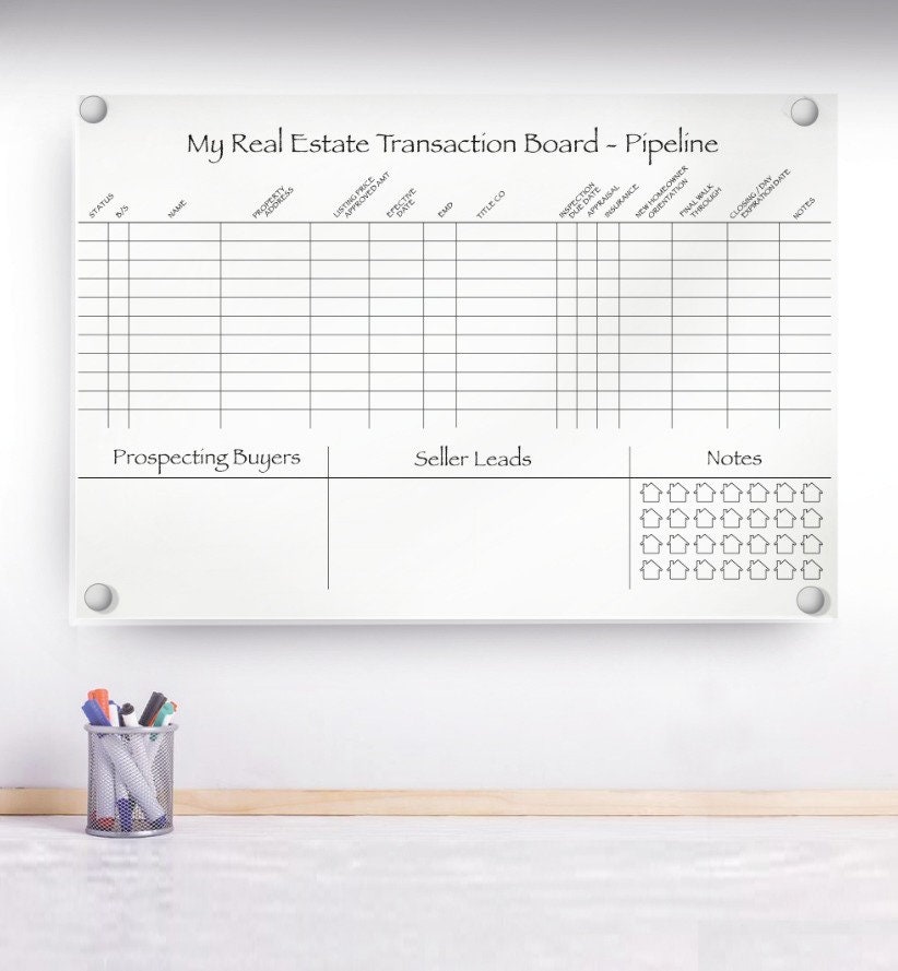 Custom Acrylic Real Estate Transaction Board: Pipeline Tracker - Etsy