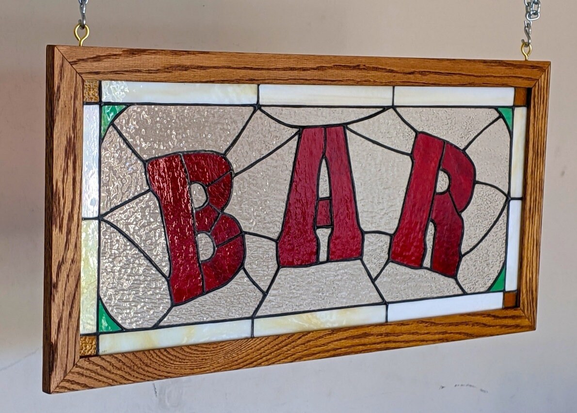 Bar Stained Glass Window Custom Made Man Cave Home Bar - Etsy