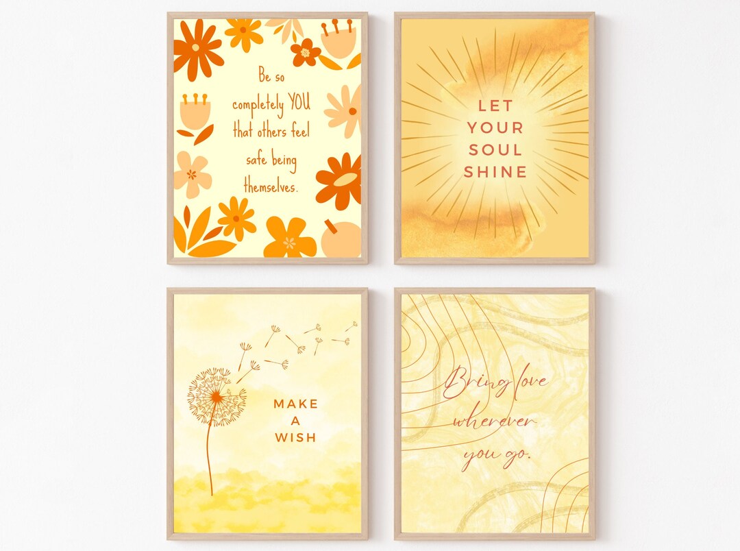 Sunshine Yellow Affirmations 8x10 Wall Art | Dorm Room Wall Art | Ready ...