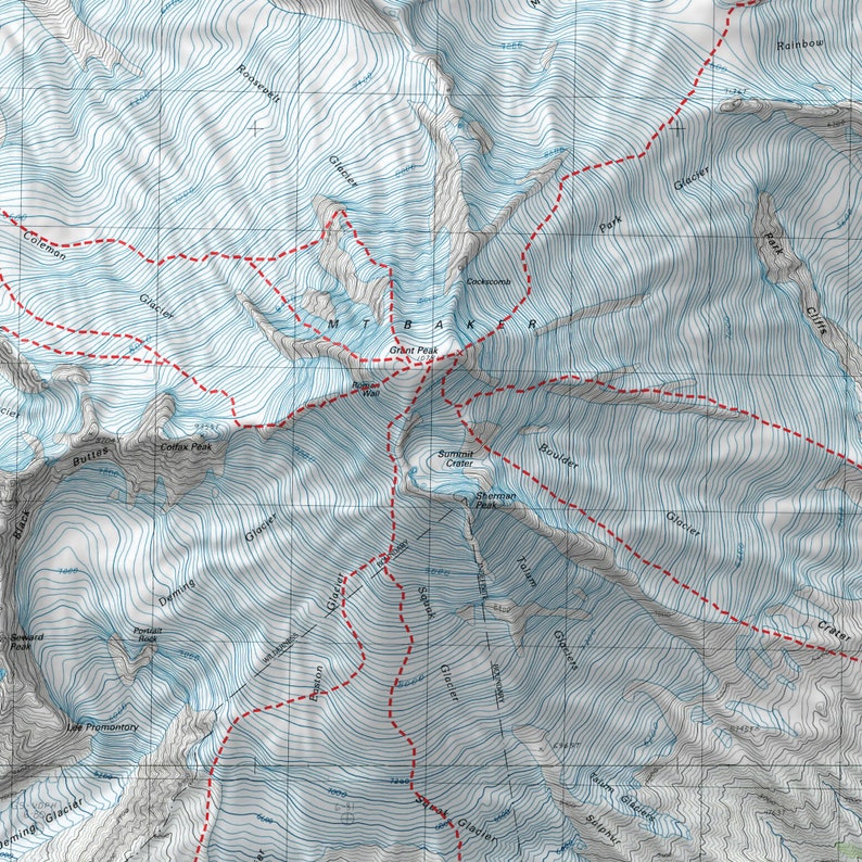 Mt. Baker: Mountaineer's Map | North Cascades, WA | Framed Print or ...