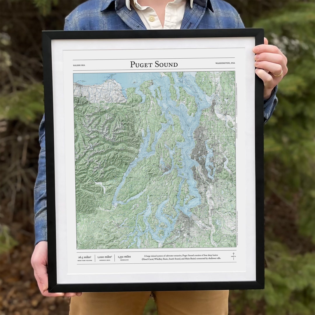 Puget Sound Topographic Map: Washington State Art Print - Etsy