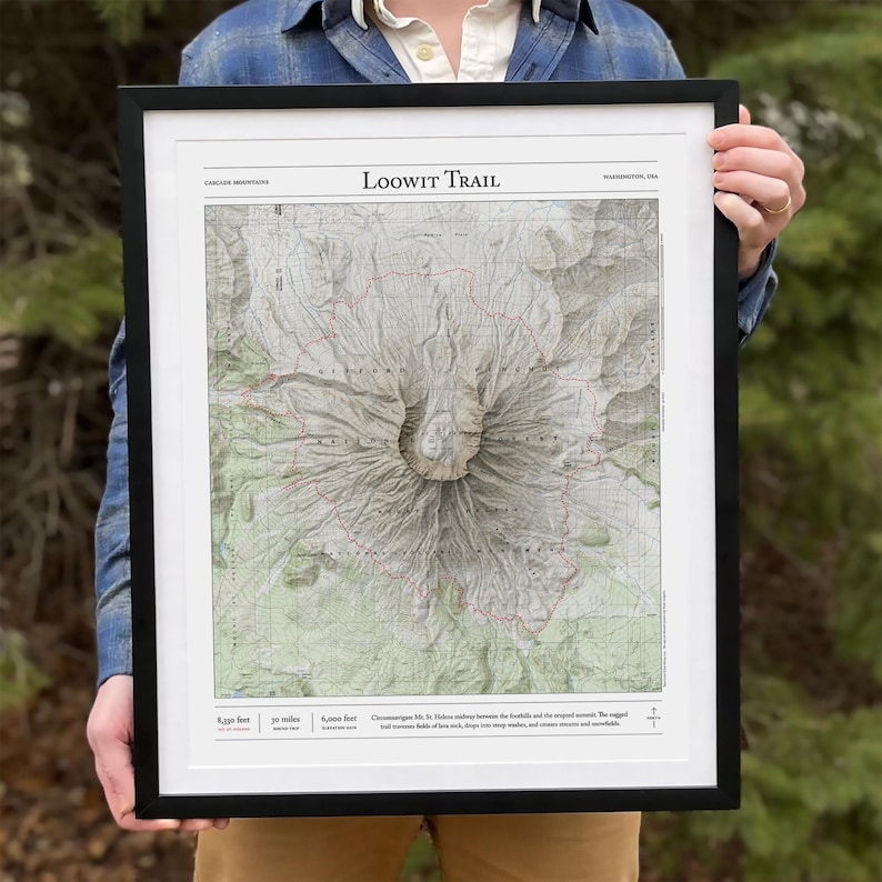 Loowit Trail Map: Mt. St. Helens Topography Art Print - Etsy