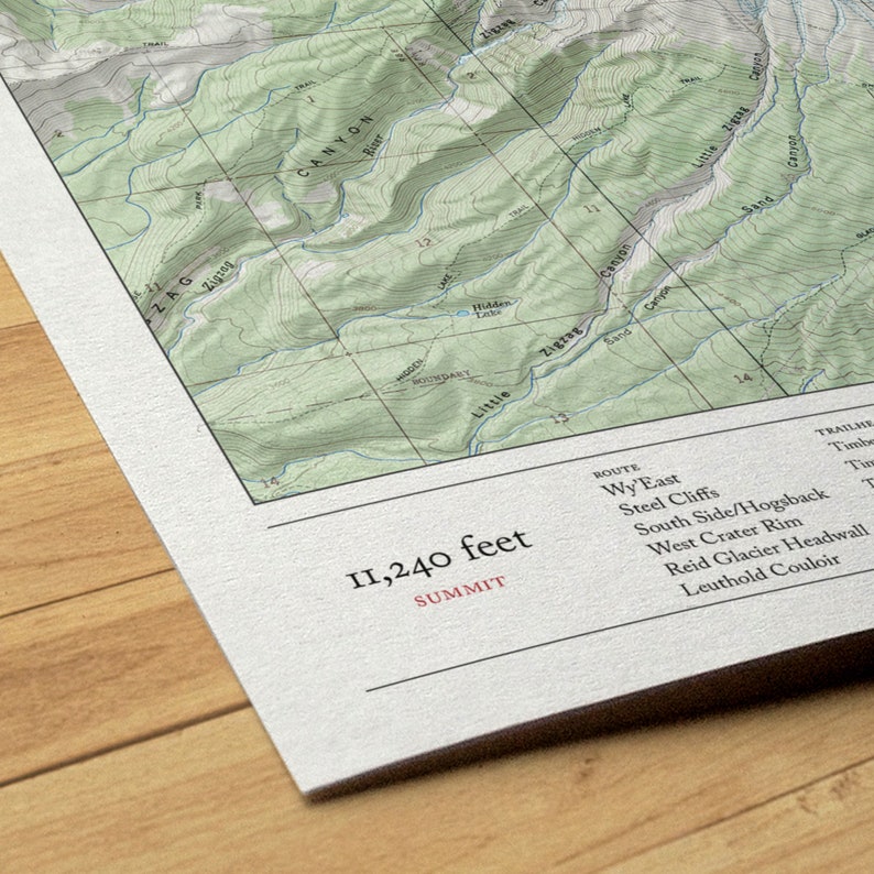Mt. Hood Mountaineer's Map | Cascade Mountains, OR | Hillshade Art ...