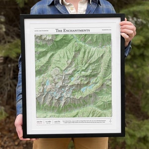 The Enchantments Trail Map | Alpine Lakes Wilderness, WA | Framed Print ...