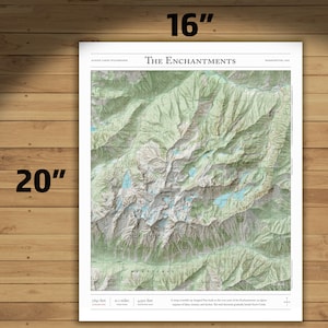 The Enchantments Trail Map | Alpine Lakes Wilderness, WA | Framed Print ...