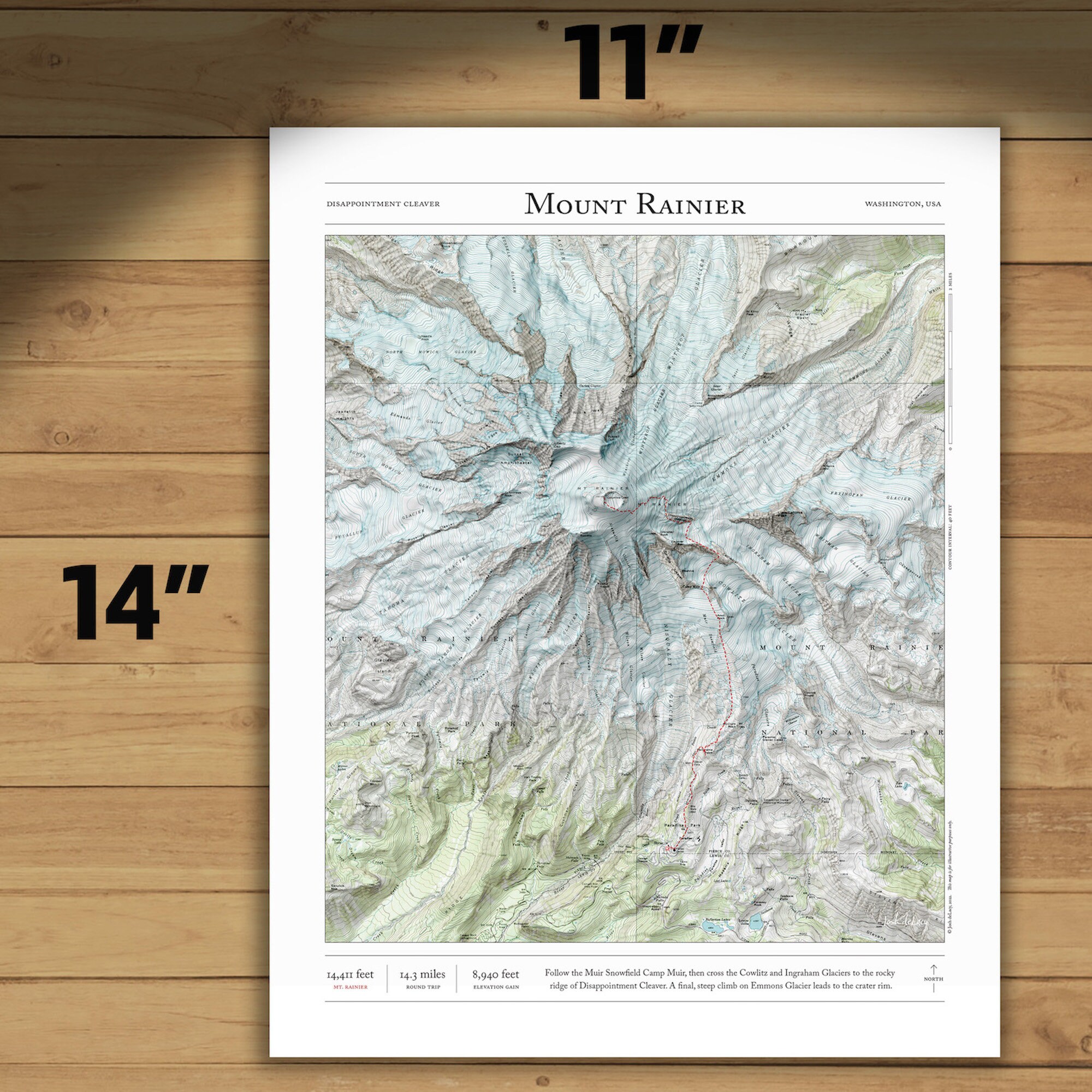 Mt. Rainier: Disappointment Cleaver | Map Prints + Posters | Cascades ...
