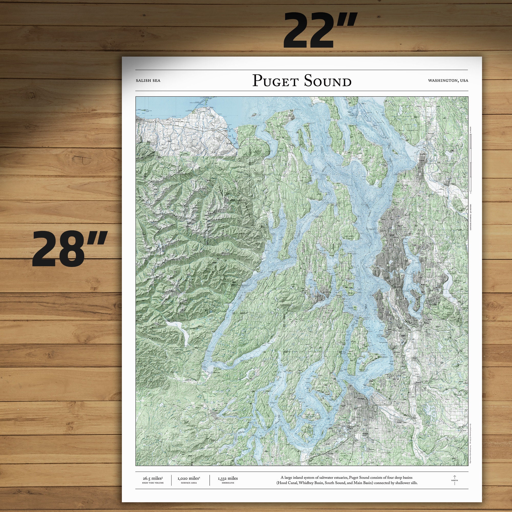 Puget Sound Topographic Map: Washington State Art Print - Etsy