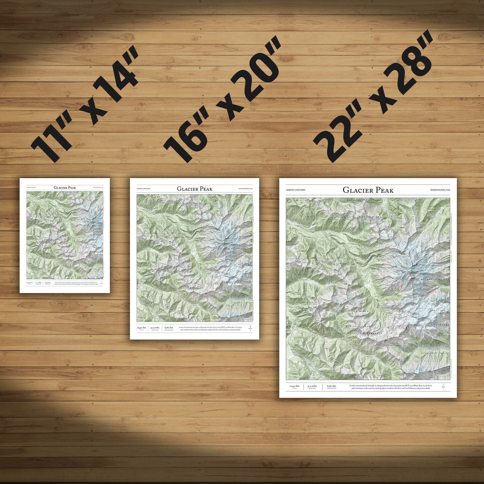 Glacier Peak Mountaineering Map Print: North Cascades Topographic Art ...