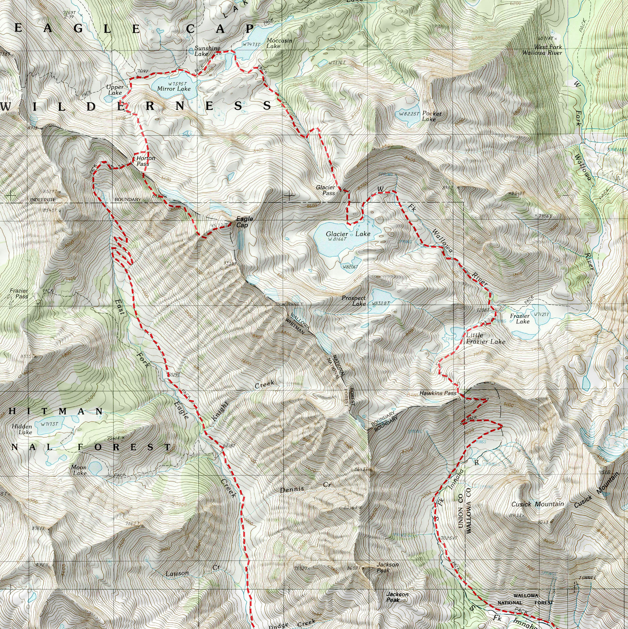 Eagle Cap Wilderness Trail Map: Wallowa Mountains Topographic Art Print ...