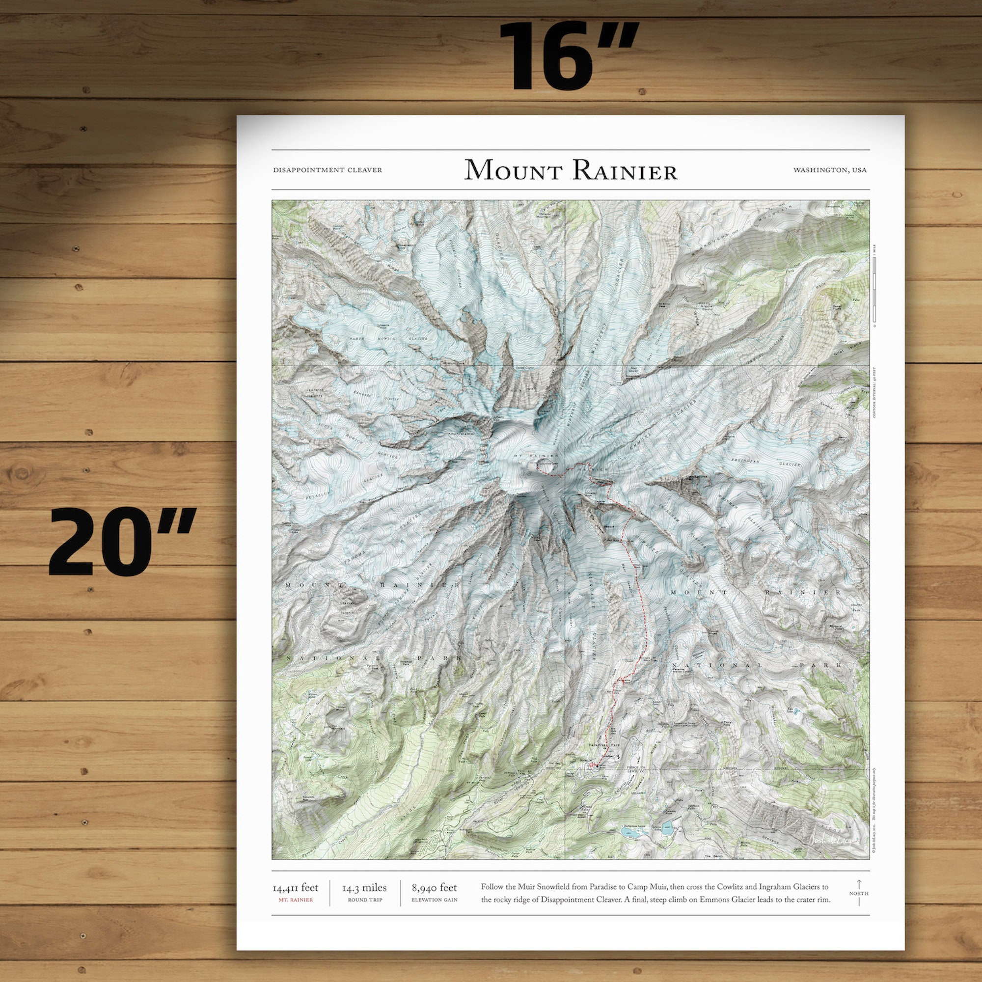 Mt. Rainier: Disappointment Cleaver | Map Prints + Posters | Cascades ...