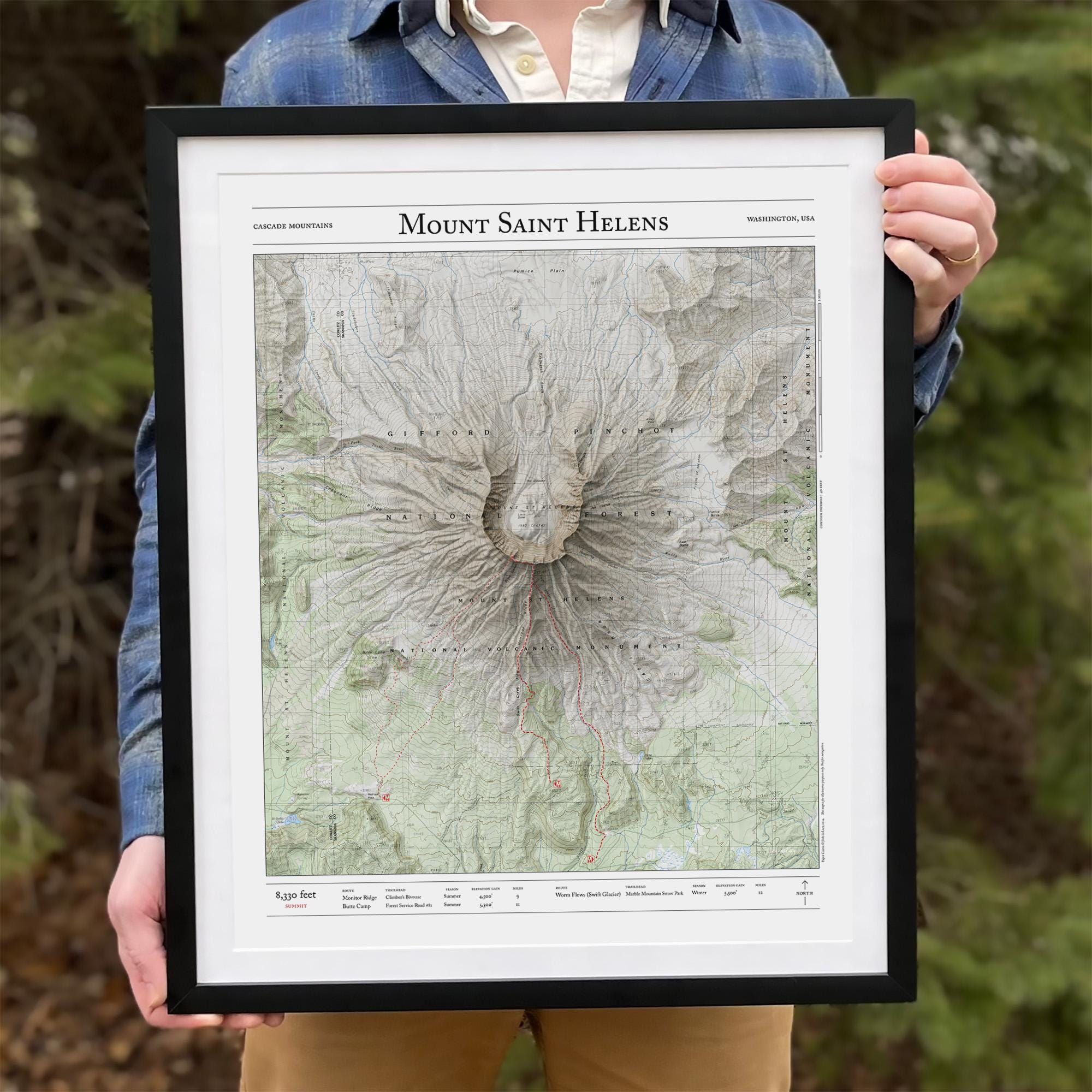 Mt. St. Helens Topographic Map Art Print: Washington Cascade Volcano - Etsy