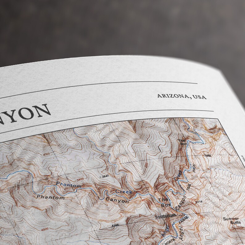 Plateau Point Trail Map, Grand Canyon | AZ, Bright Angel | Framed ...